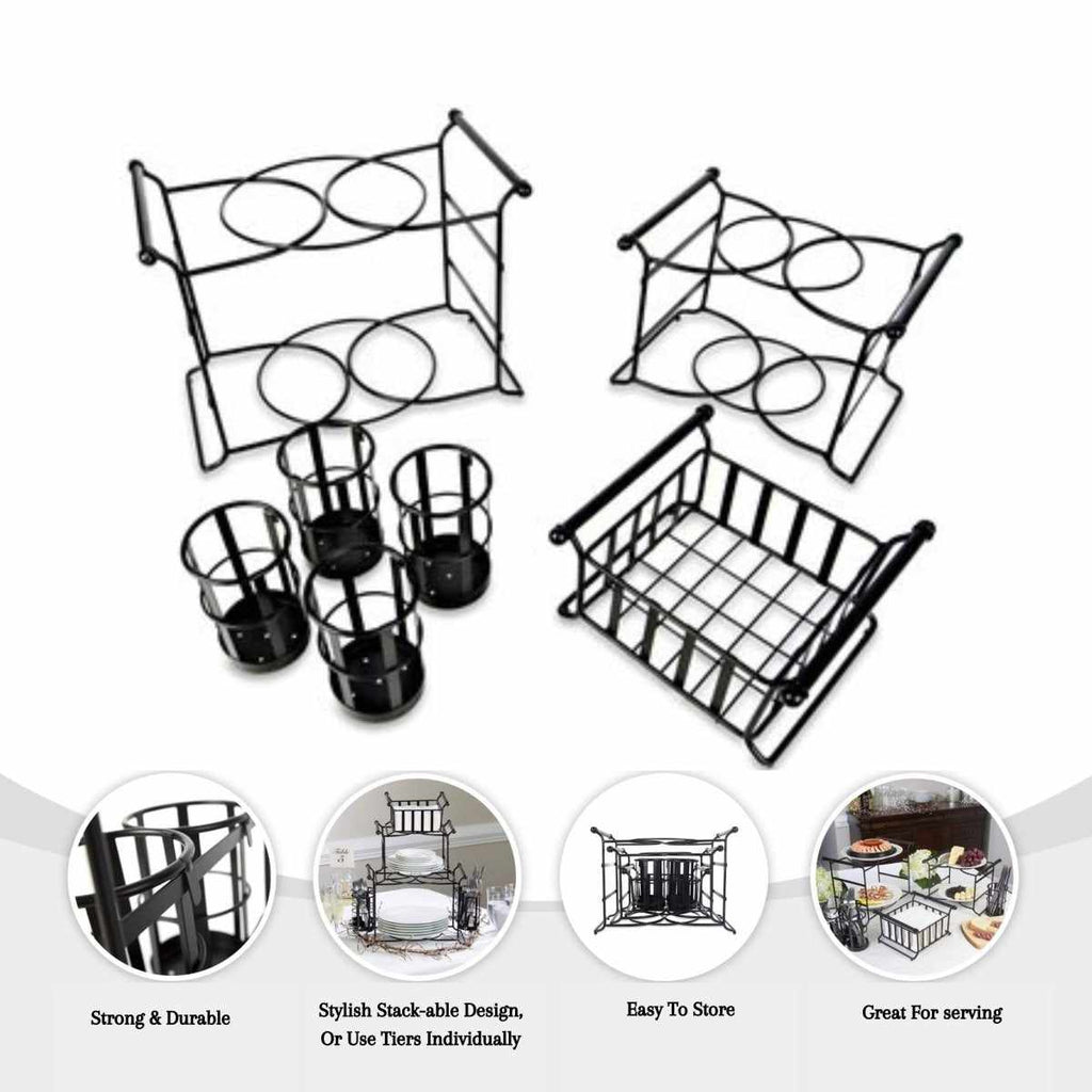 3 Tier Multipurpose Tabletop Stackable Buffet Caddy Organizer Hosting